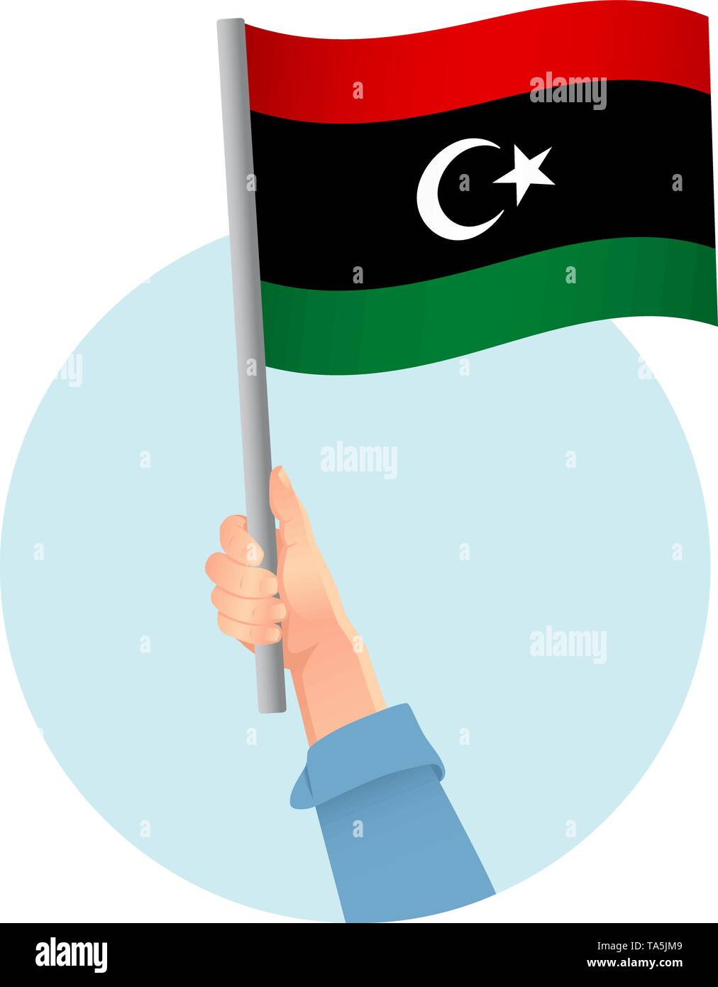 libya flag in hand. Patriotic background. National flag of libya vector ...