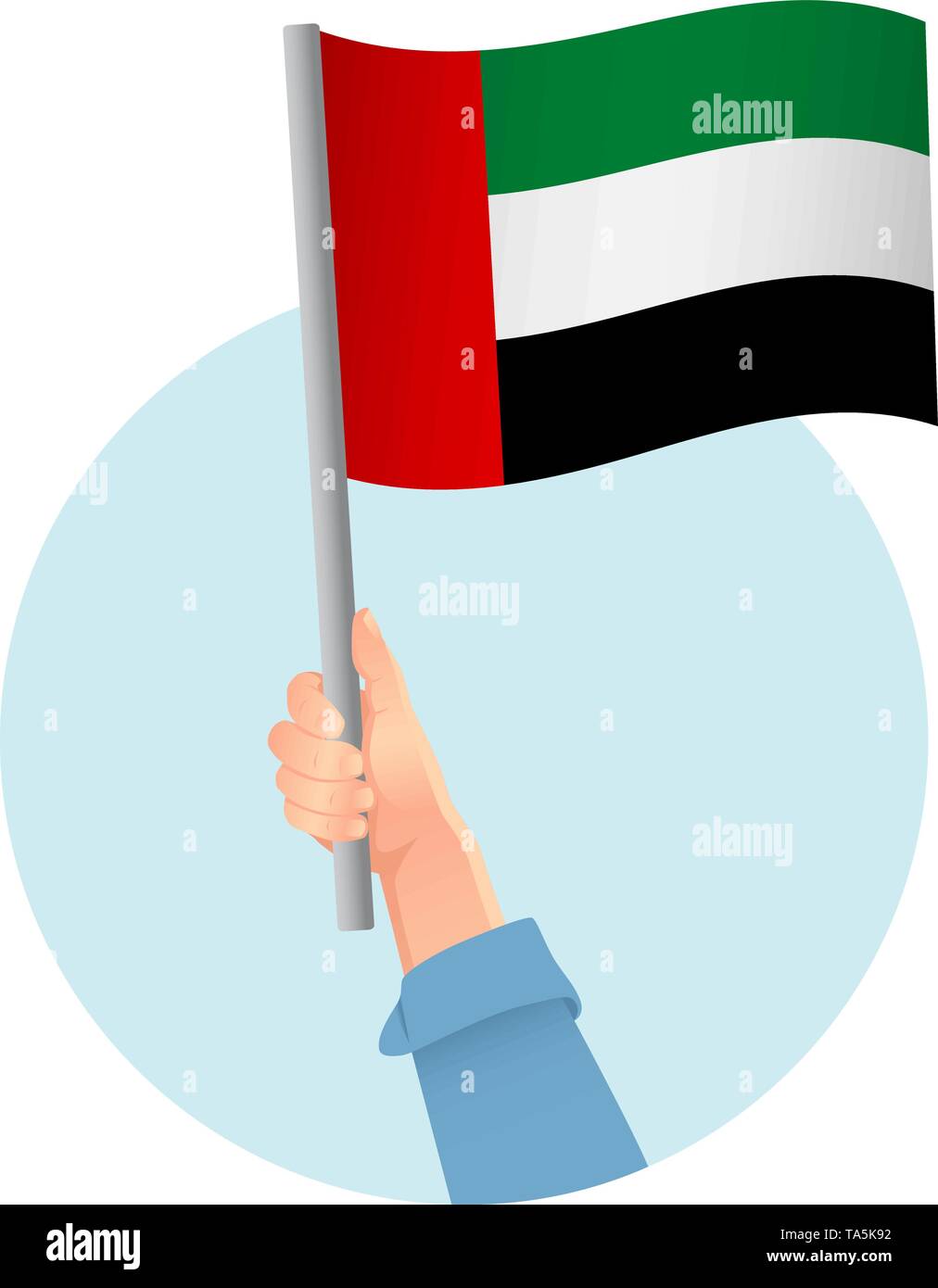 United arab emirates flag in hand. Patriotic background. National flag ...