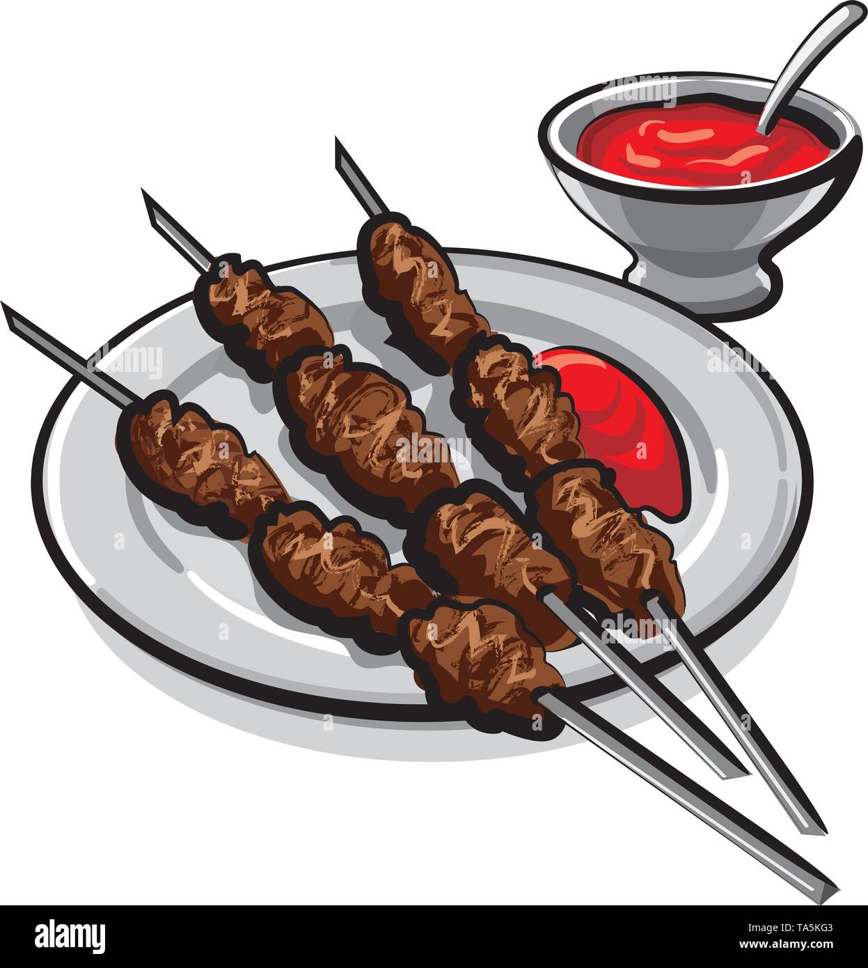 Kebab skewer lamb Stock Vector Images - Alamy