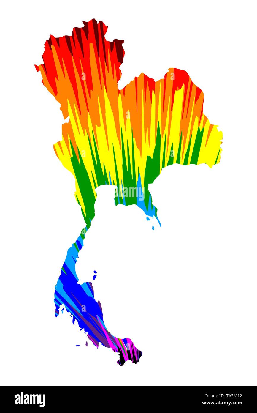 Thailand - map is designed rainbow abstract colorful pattern, Kingdom ...