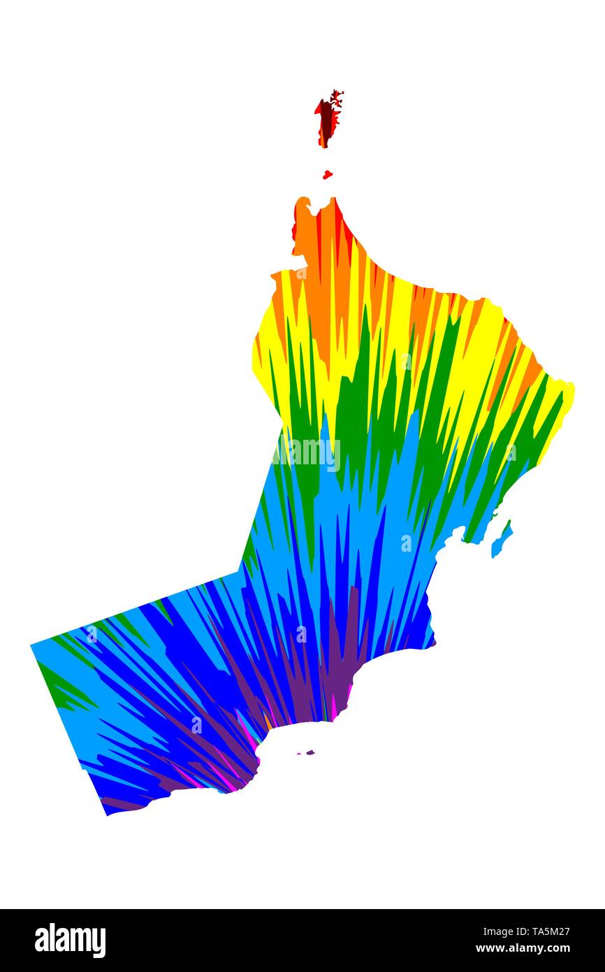 Oman - map is designed rainbow abstract colorful pattern, Sultanate of ...