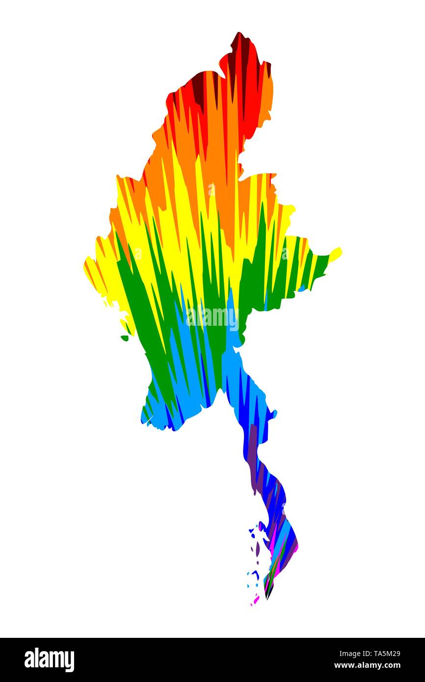 Myanmar - map is designed rainbow abstract colorful pattern, Republic ...