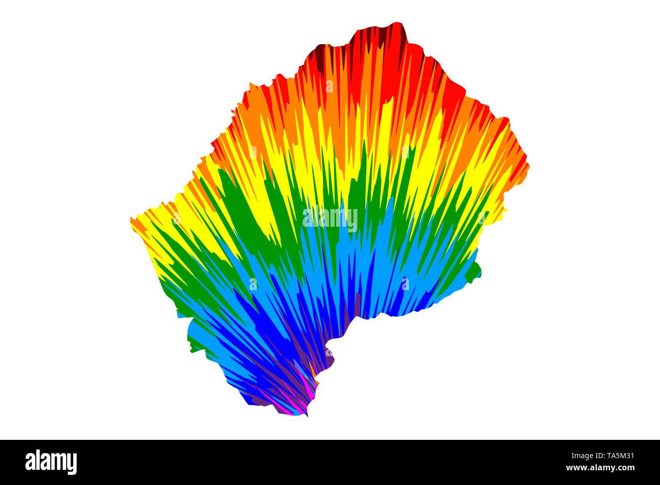 Lesotho - map is designed rainbow abstract colorful pattern, Kingdom of ...