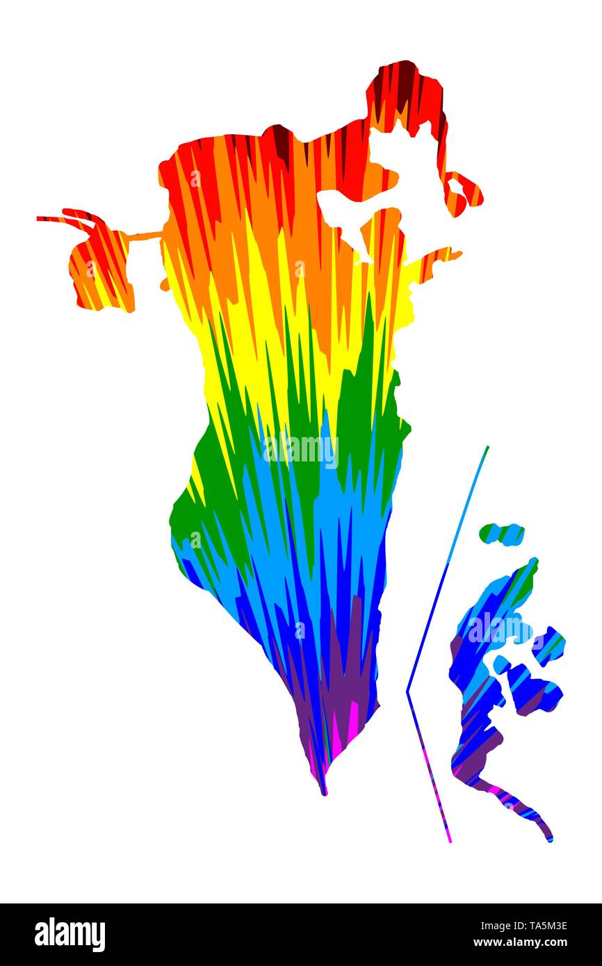 Bahrain - map is designed rainbow abstract colorful pattern, Kingdom of ...