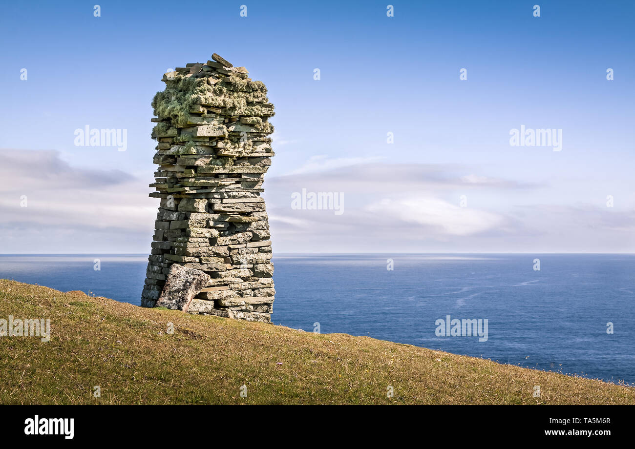 Standing stones at the Sumburgh Head in Shetland, north of Scotland, UK ...