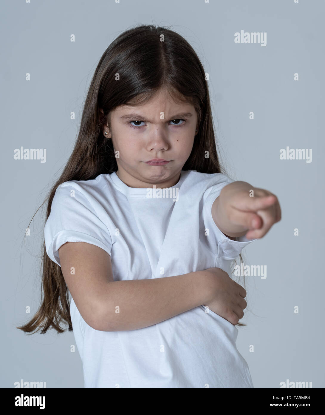 Angry girl pointing finger hi-res stock photography and images - Alamy