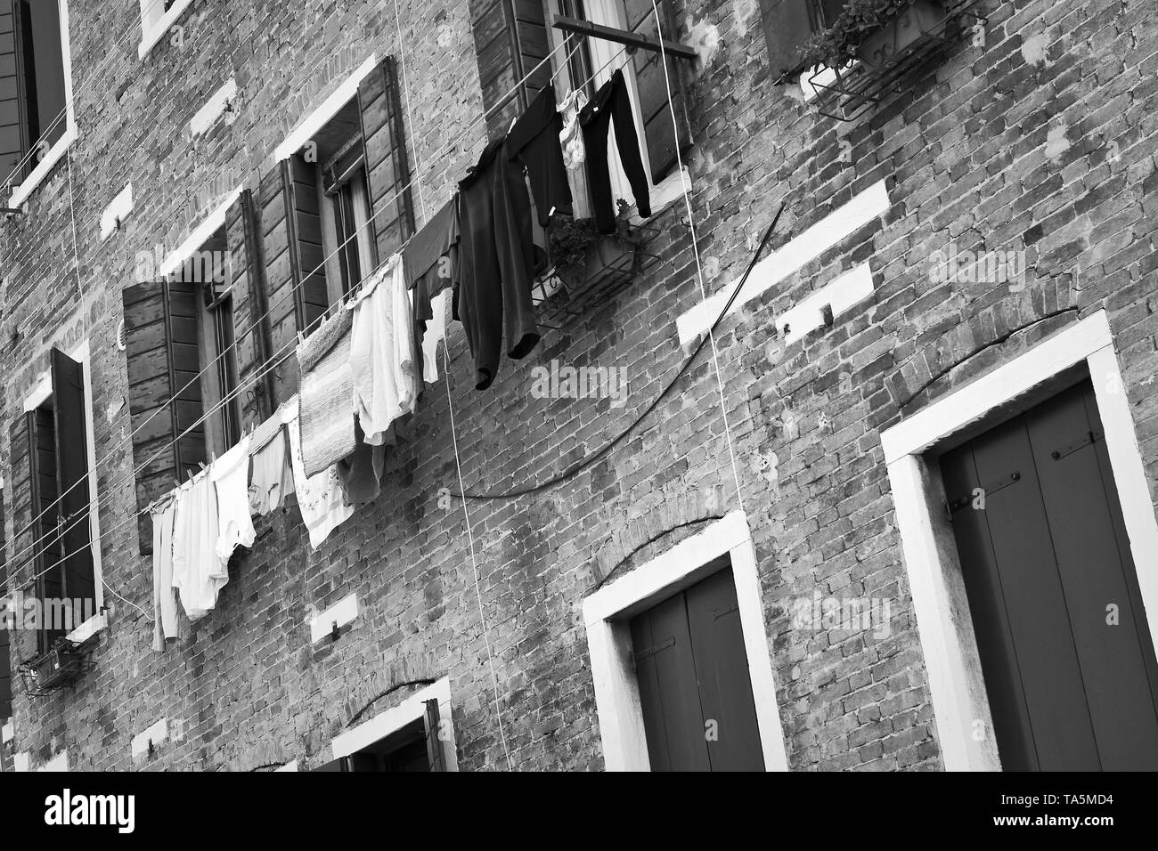 A washing laundry line in Venice, Italy Stock Photo - Alamy