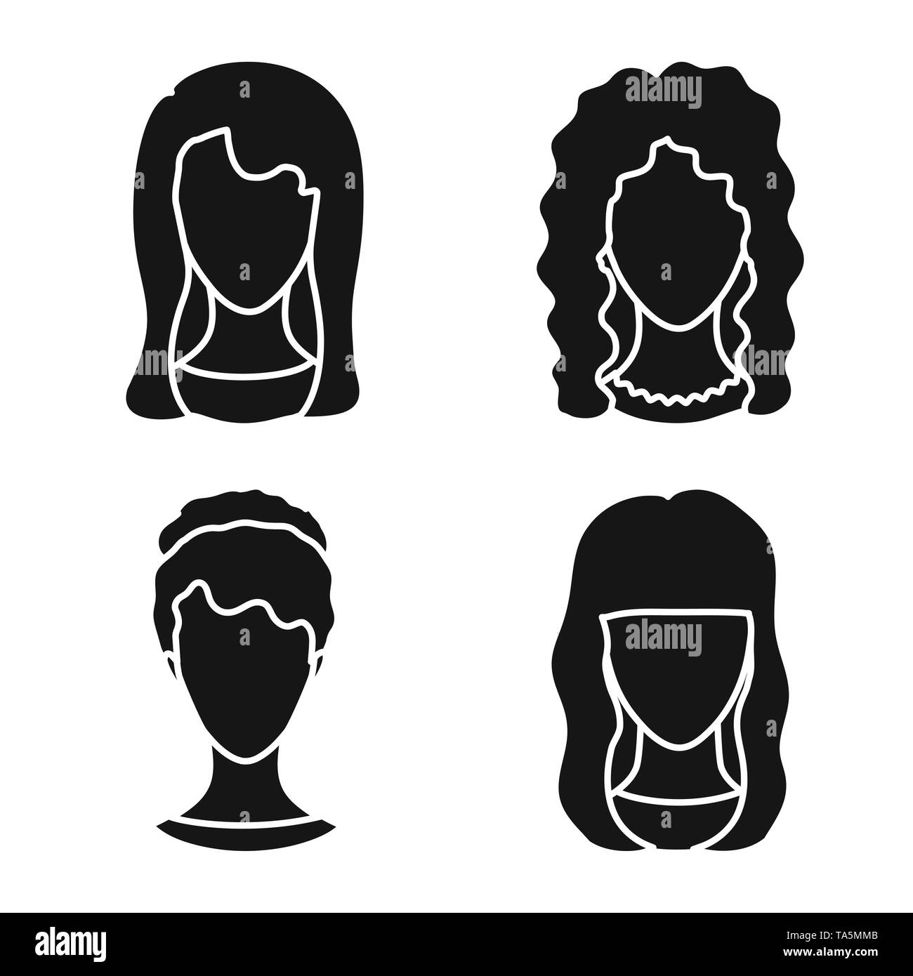 Isolated object of character and profile symbol. Set of character and ...