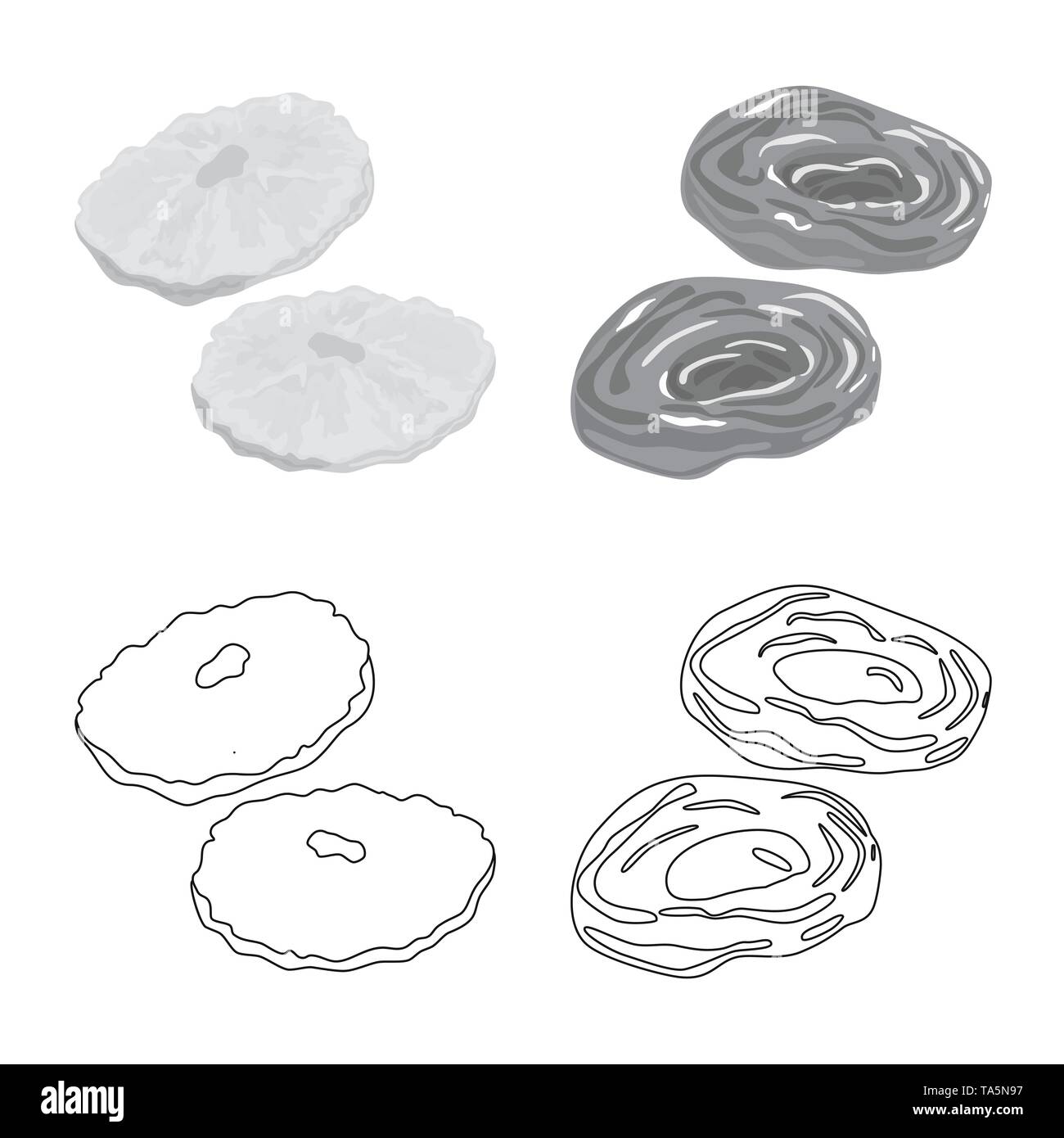 Vector illustration of food and raw logo. Set of food and nature stock ...