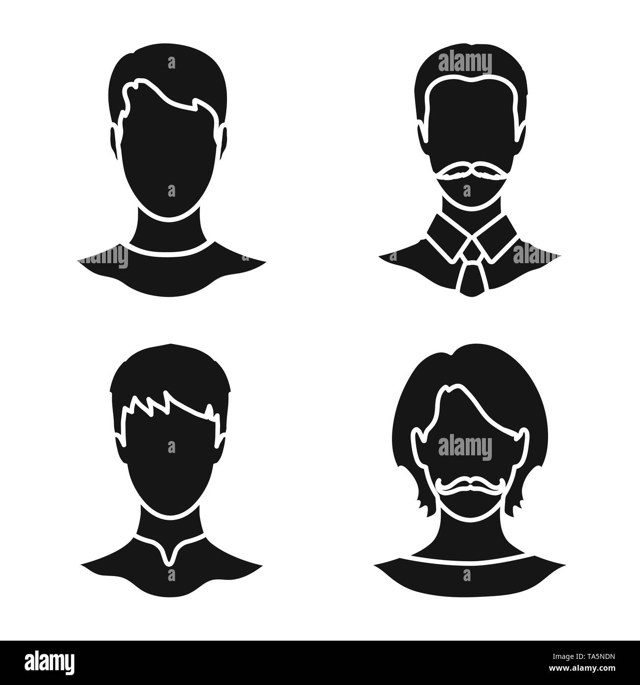 Isolated object of character and profile icon. Collection of character ...