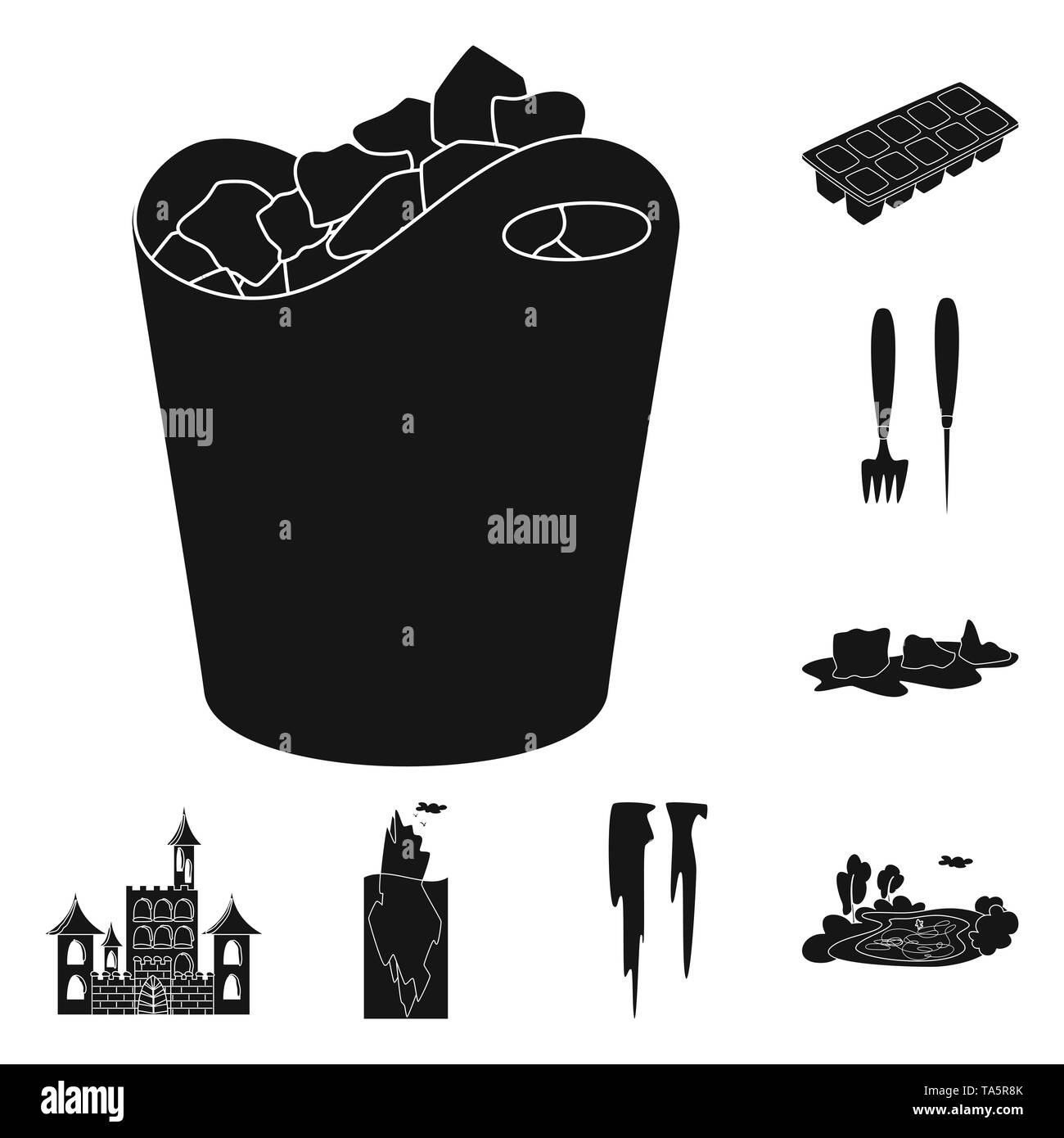 Vector illustration of cold and transparent logo. Set of cold and water ...