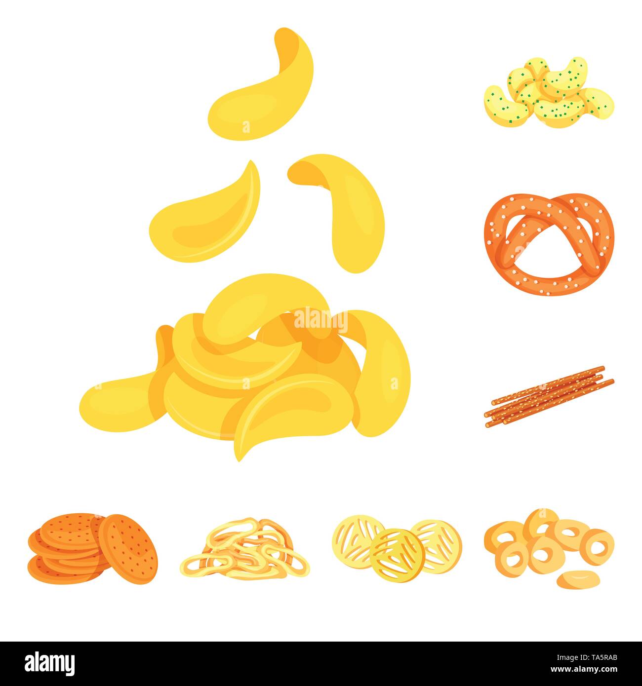Vector design of food and crunchy icon. Collection of food and flavor ...