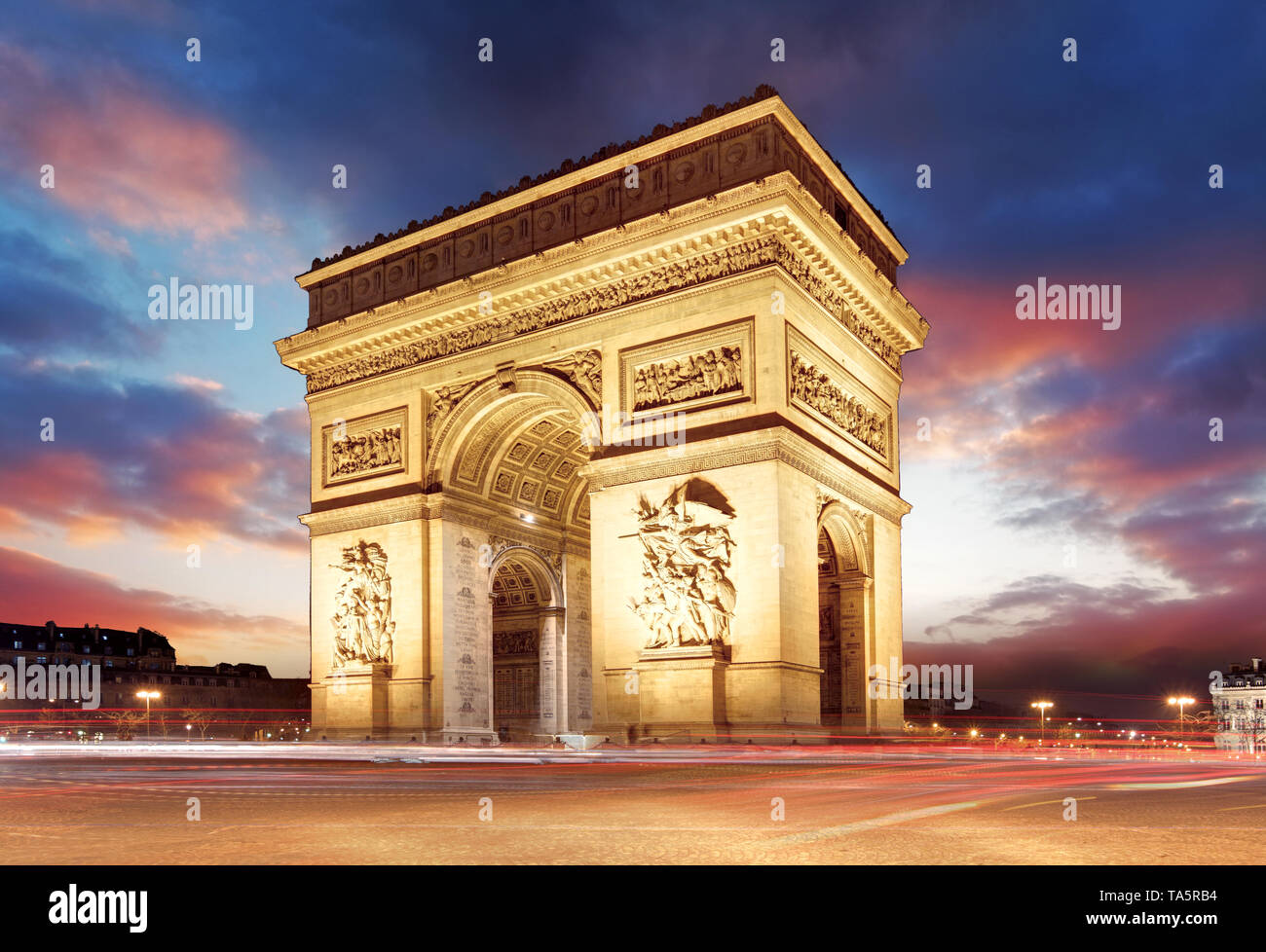 Paris, Famous Arc de Triumph at evening , France Stock Photo - Alamy