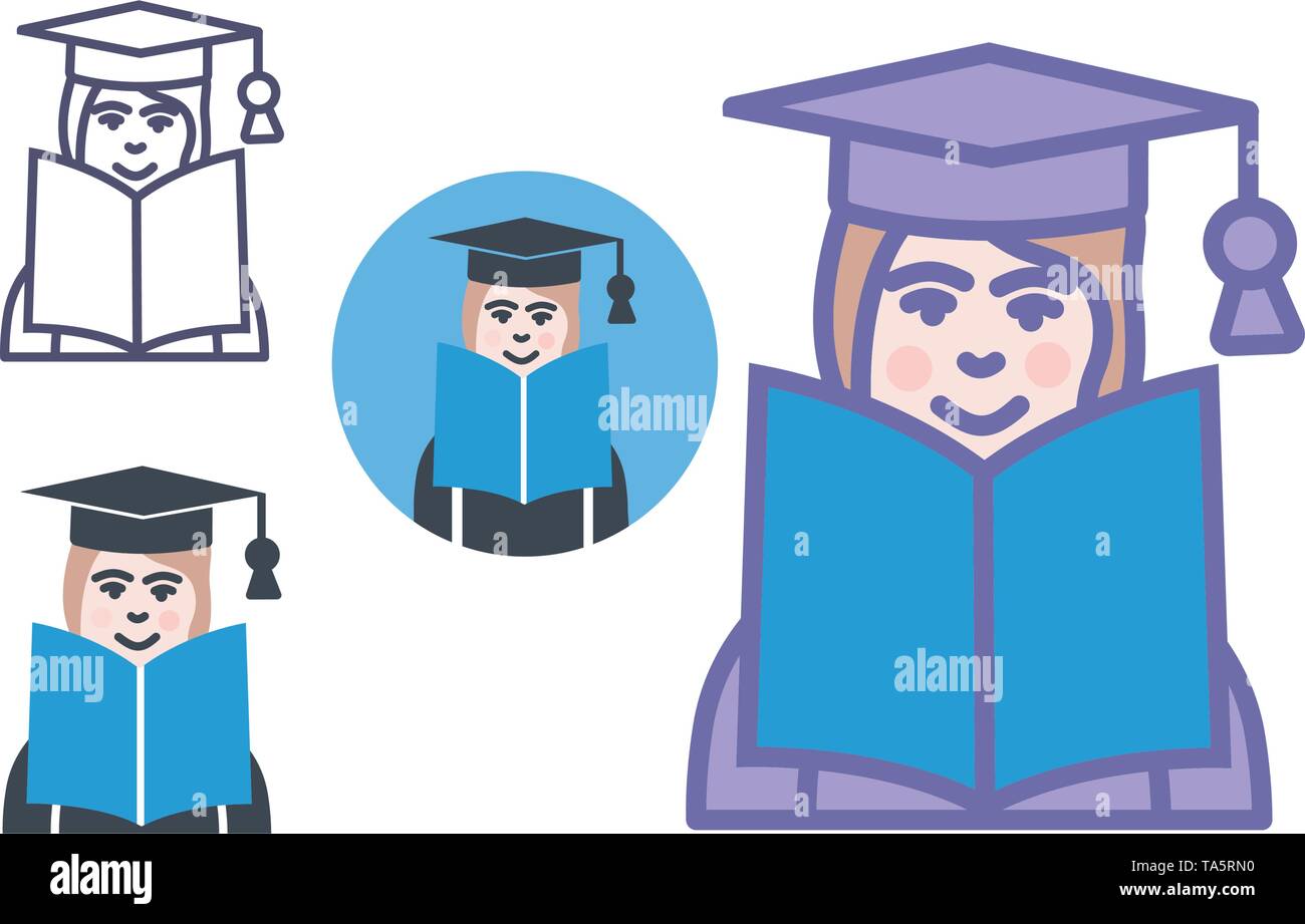 Education learning icon- open book with student or professor sign ...