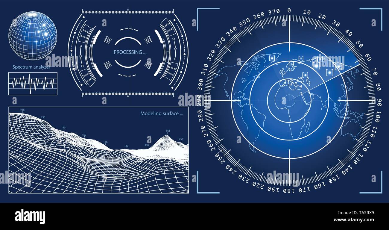 Futuristic user interface HUD tech elements for game creation or ...