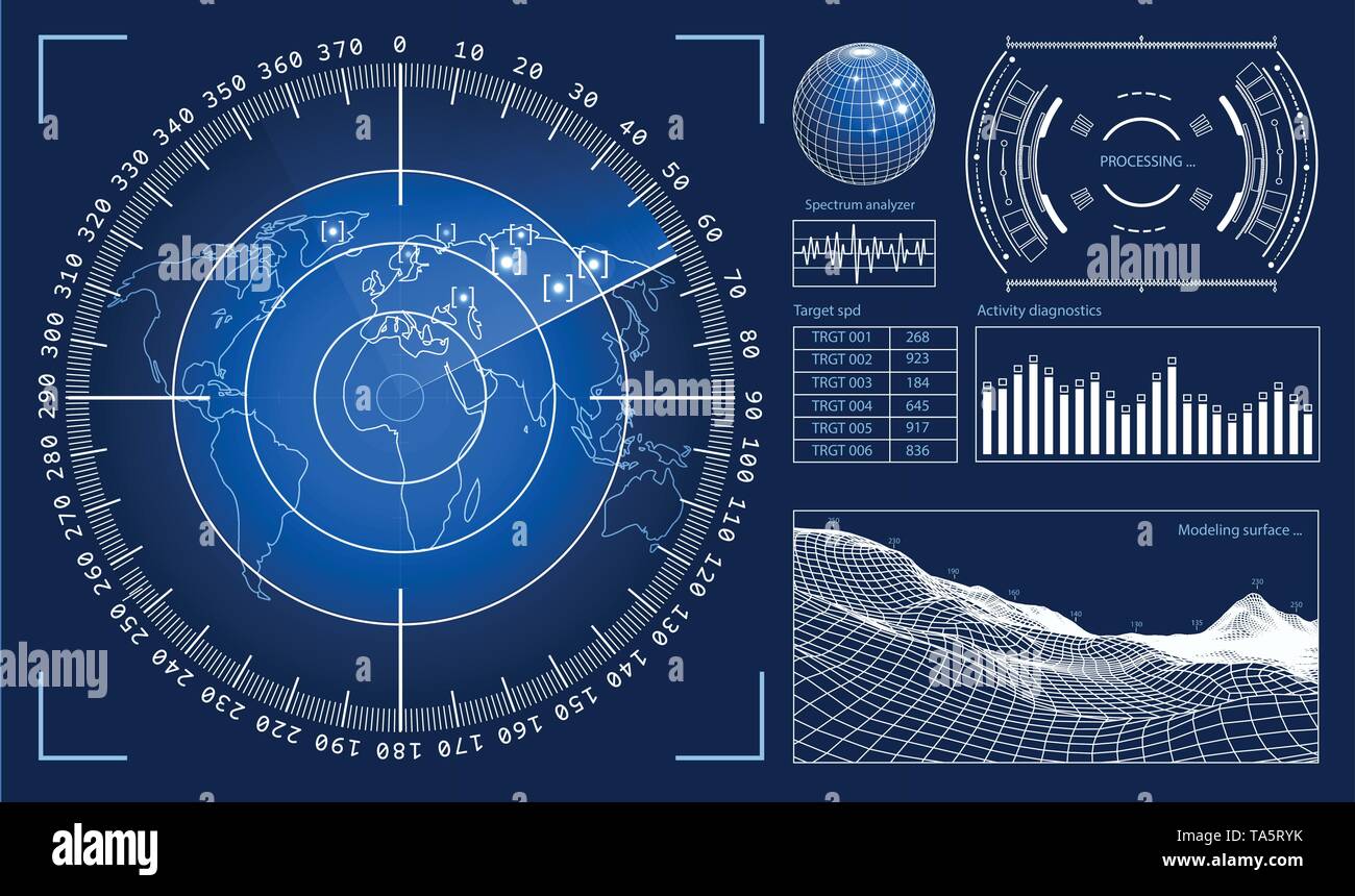 Futuristic user interface HUD tech elements for game creation or ...