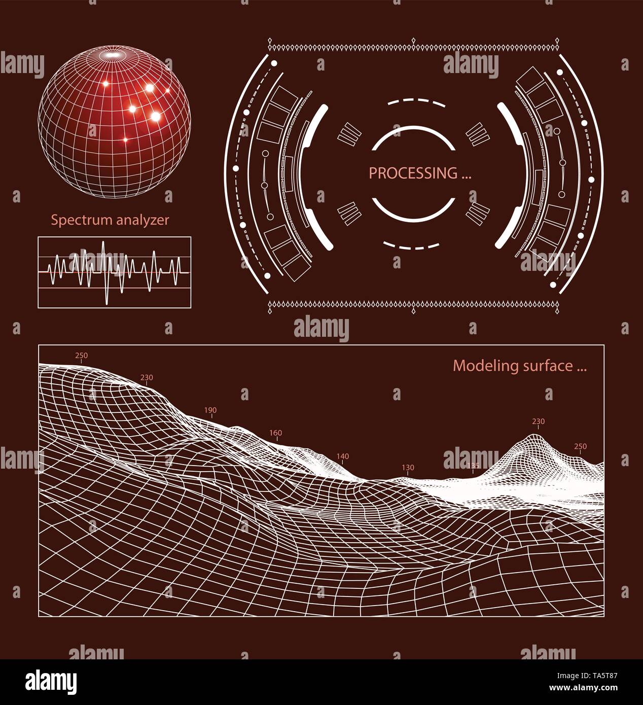 Futuristic user interface HUD tech elements for game creation or ...
