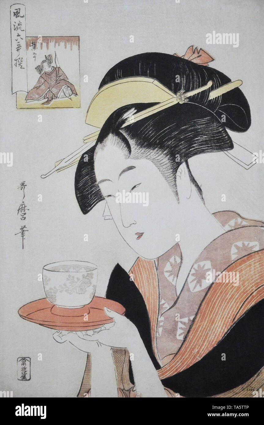 Kitagawa Utamaro - portrait naniway okita c 1796 Stock Photo - Alamy