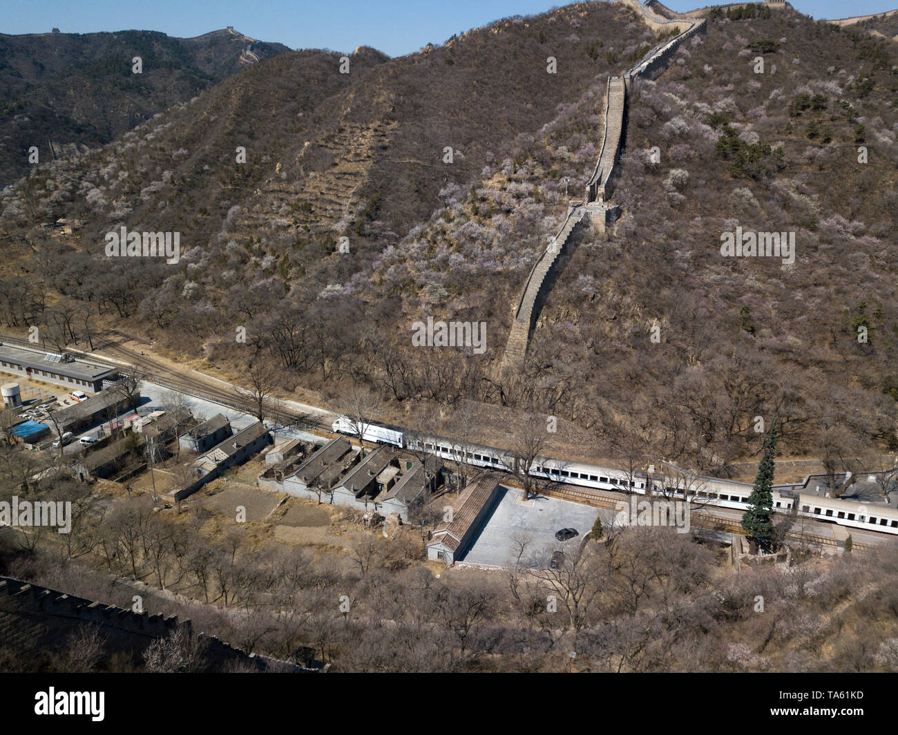 Beijing, China. 2nd Apr, 2019. In this aerial photo taken on April 2 ...