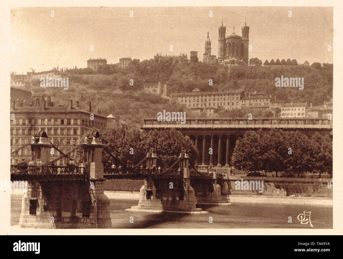 Lyon Court House and Fourviere Basilica, Lyon, France Stock Photo - Alamy