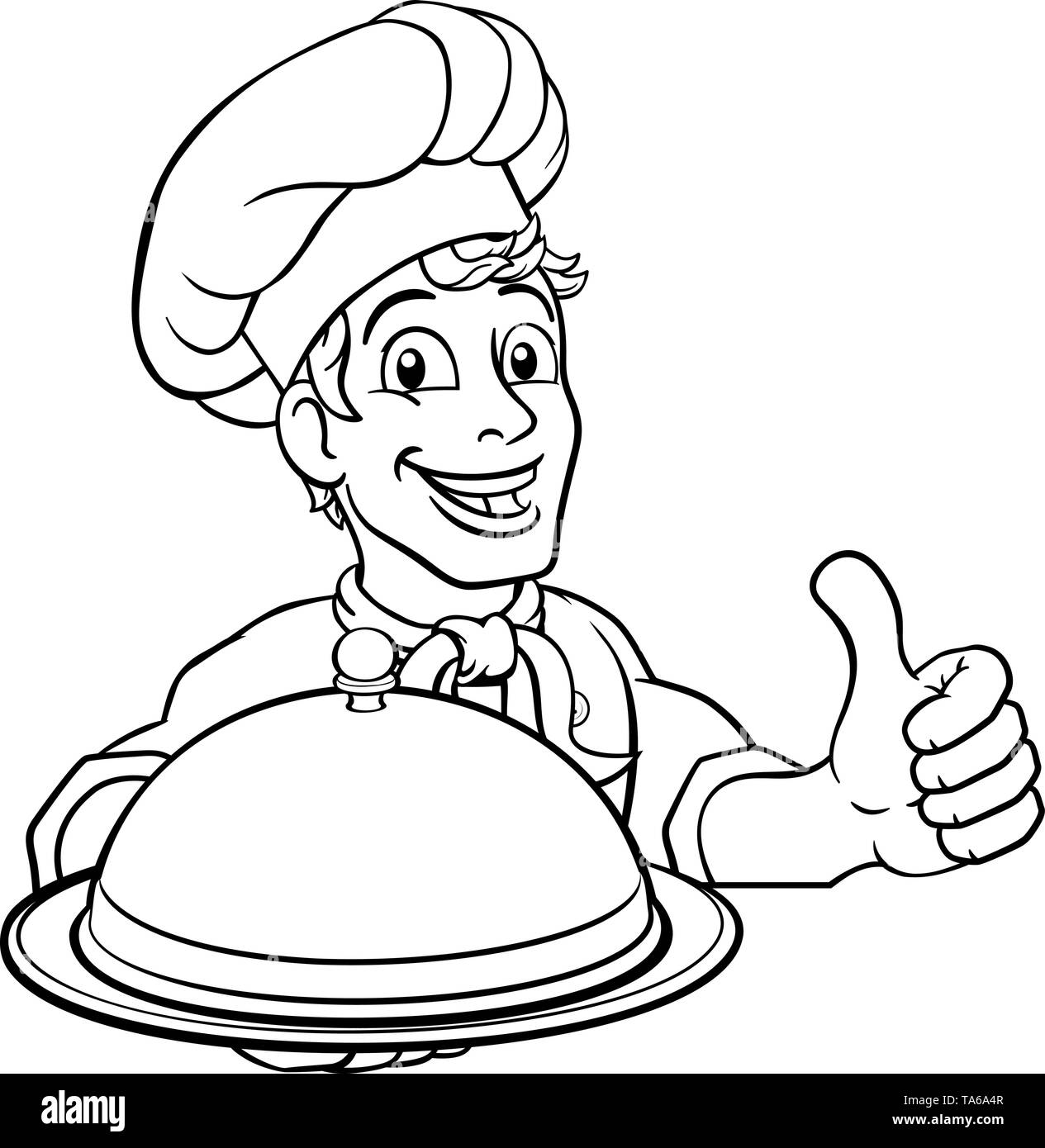Chef Holding Plate Platter Sign Cartoon Stock Vector Image & Art - Alamy