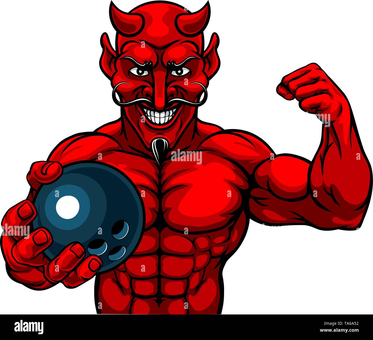 Devil Bowling Sports Mascot Holding Ball Stock Vector Image & Art - Alamy