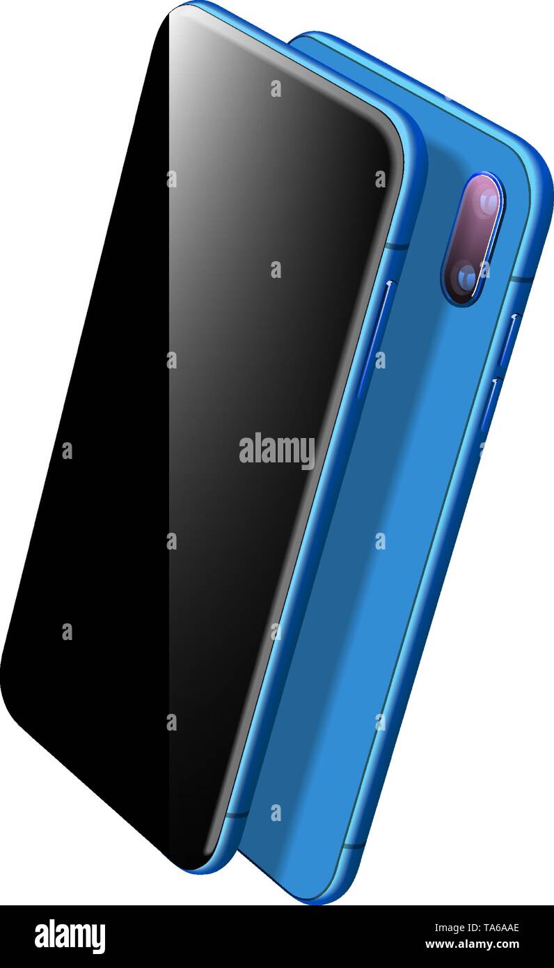 Blue Smartphone Vector Mockup. Isolated on White Stock Vector Image ...