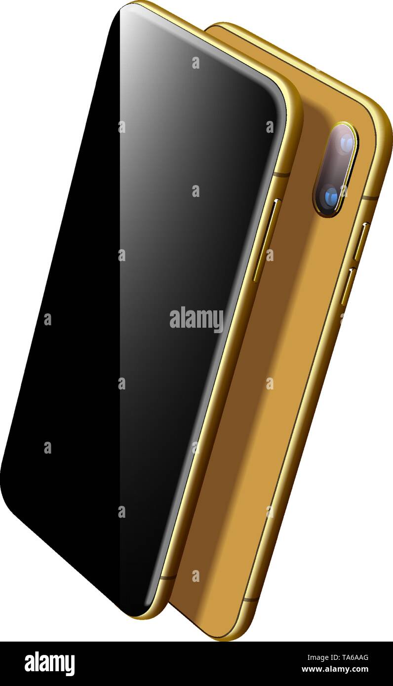 Gold Smartphone Vector Mockup. Isolated on White Stock Vector Image ...