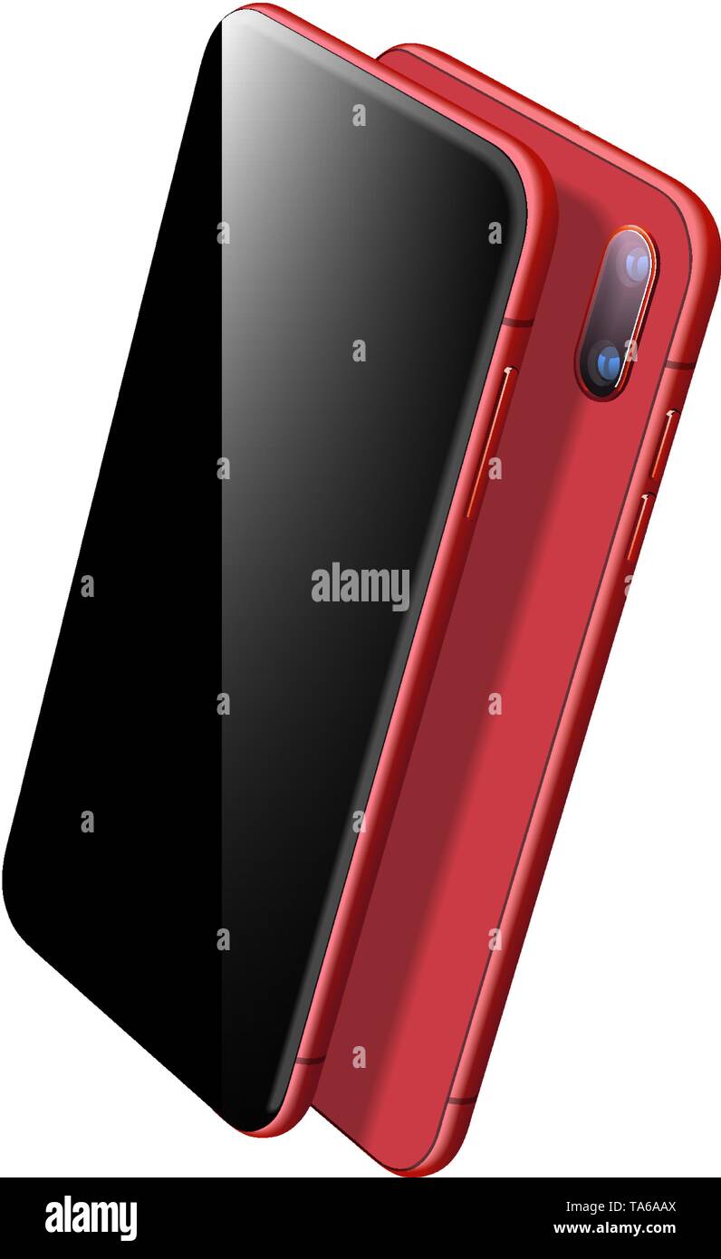 Red Smartphone Vector Mockup. Isolated on White Stock Vector Image ...
