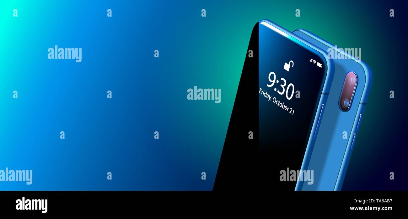 Modern Mobile Cell Phone on Colorful Background Stock Vector Image ...