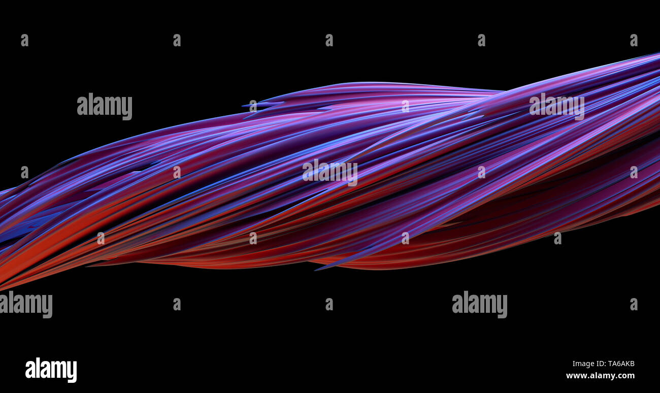 Abstract twisted lines. Modern design shape on dark background. Digital ...