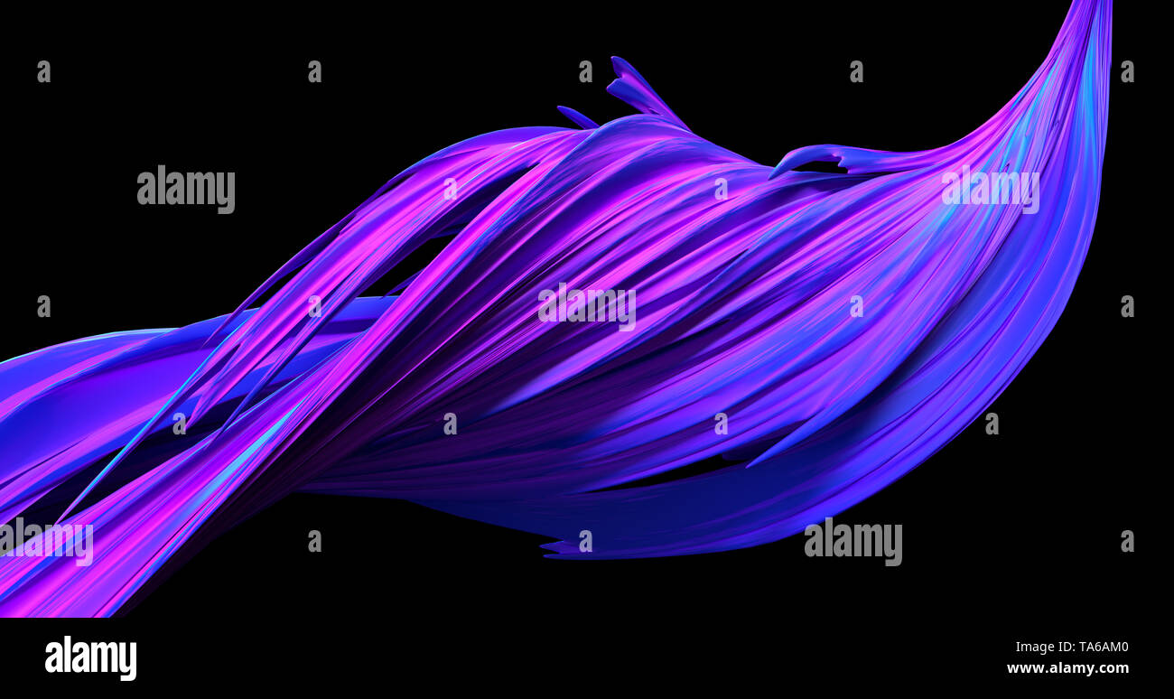 Abstract twisted lines. Modern design shape on dark background. Digital ...