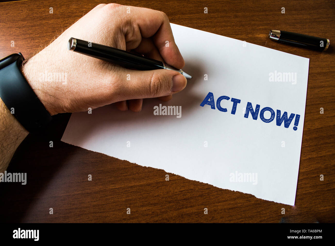 Conceptual hand writing showing Act Now. Concept meaning do not ...