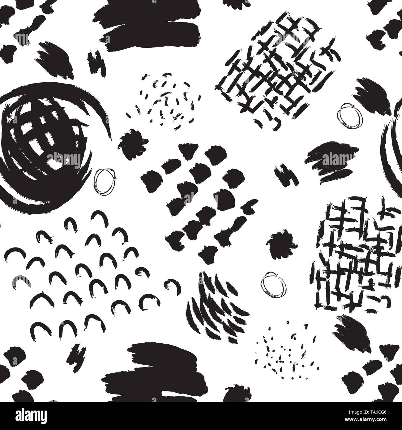 Vector seamless pattern. Abstract background with brush strokes. Ink ...
