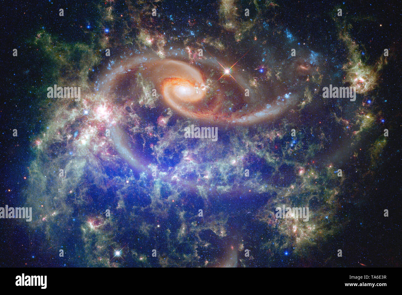 Glowing galaxy, awesome science fiction wallpaper. Elements of this image furnished by NASAnd ...