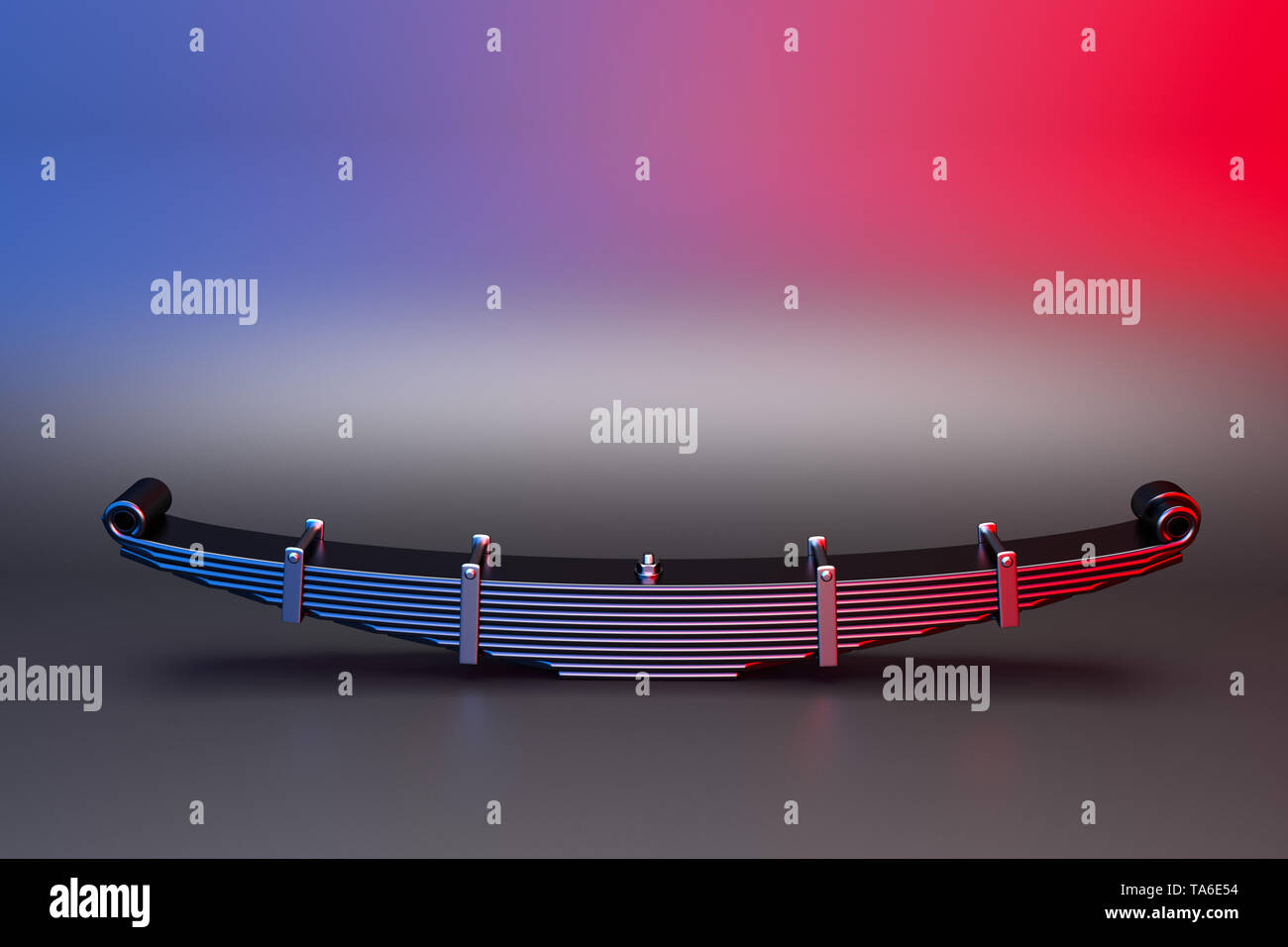 3d rendering. Leaf spring suspension of pick up car truck. Spare parts ...