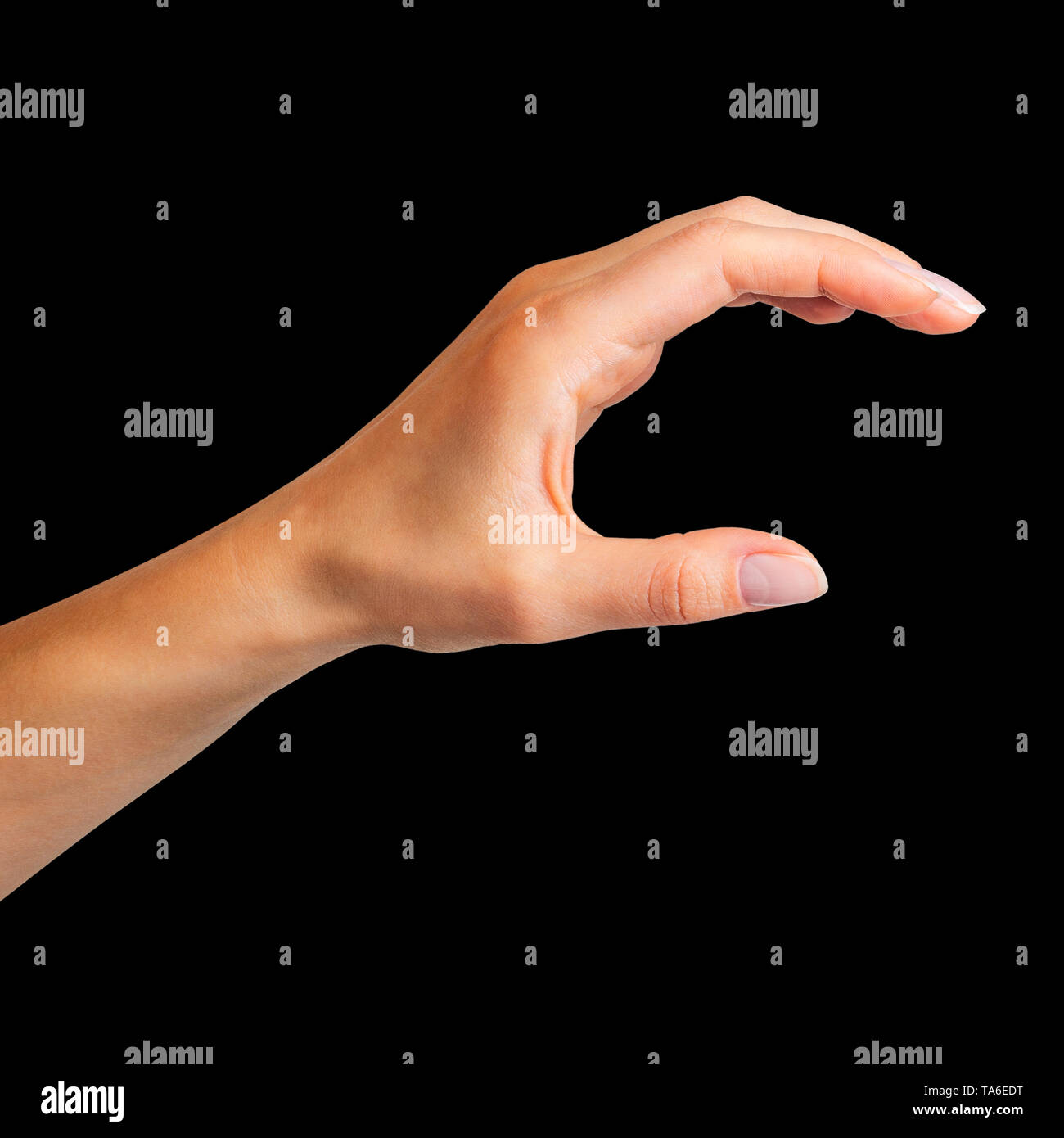 Woman hand showing picking up pose or holding Stock Photo - Alamy