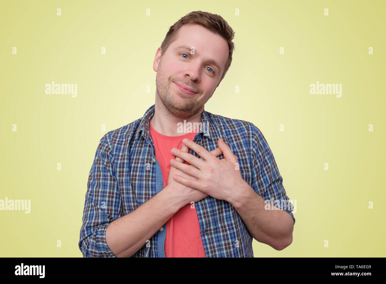 Hands to chest hi-res stock photography and images - Alamy