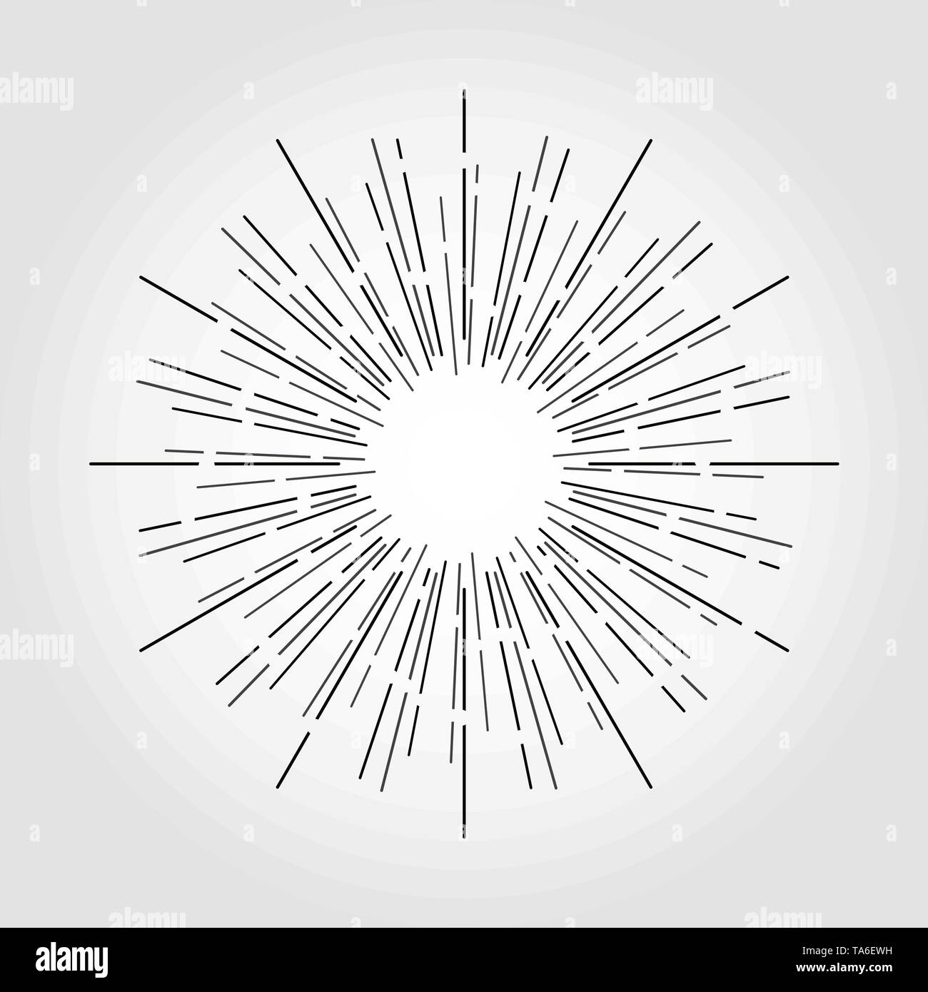 Vintage sunburst in lines shape, linear radial burst. Retro sun for ...