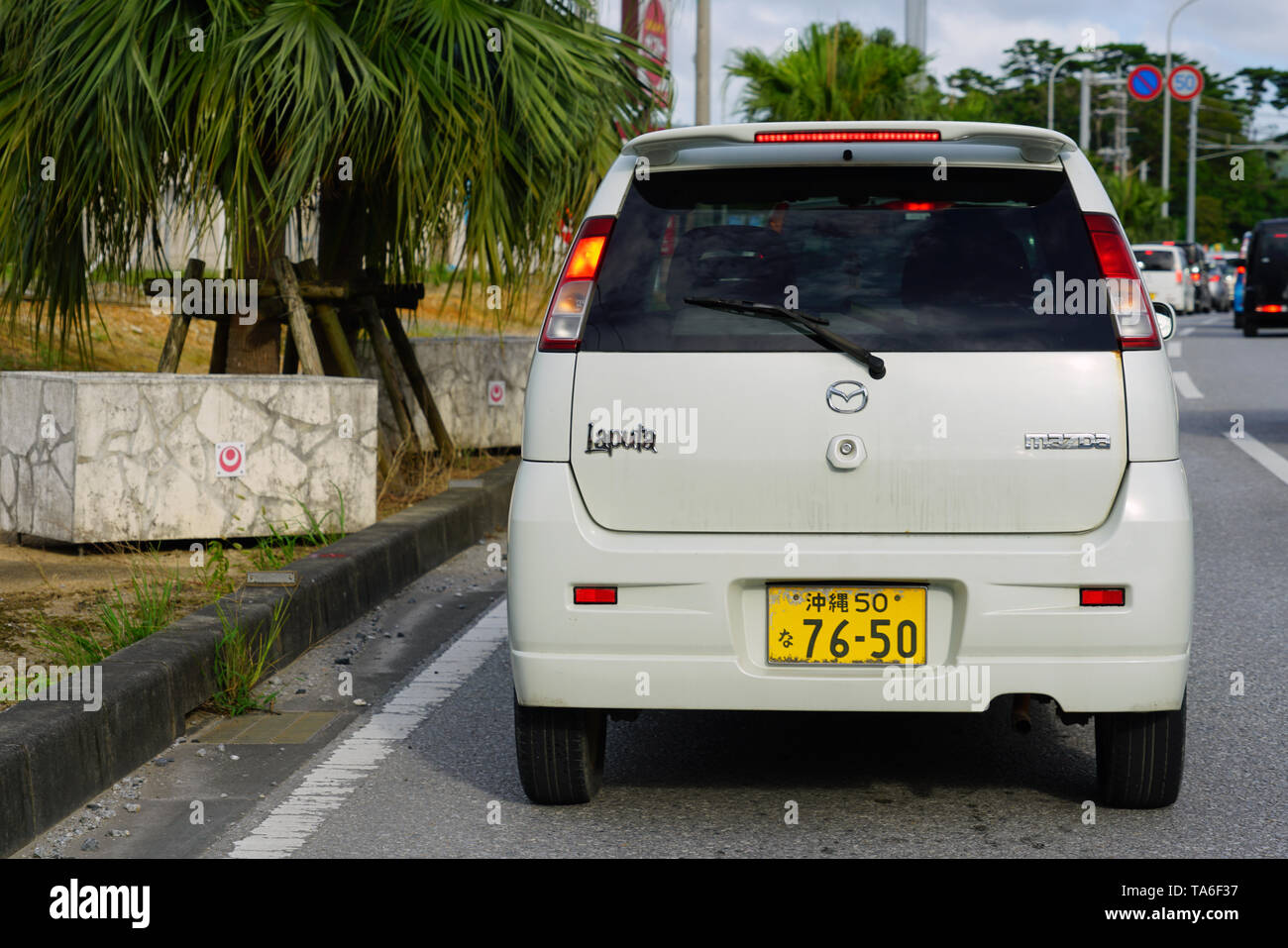 NAHA, JAPAN -1 JUL 2017- View of a Mazda Laputa car on the street in ...