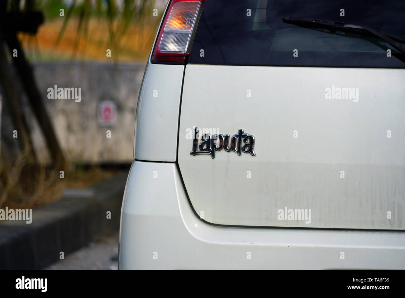 NAHA, JAPAN -1 JUL 2017- View of a Mazda Laputa car on the street in ...