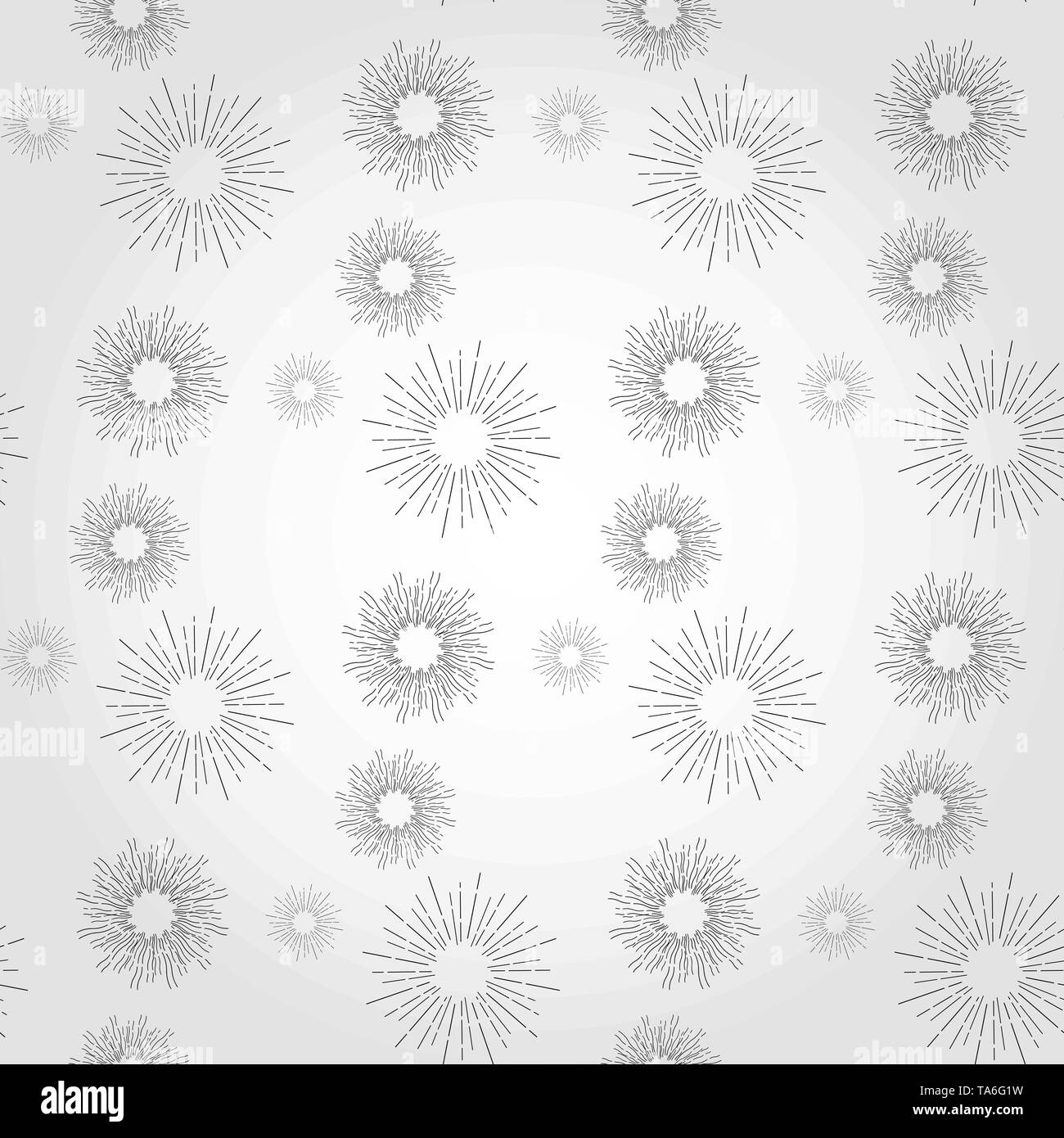 Sunshine rays seamless pattern in vintage style. Sunburst linear ...