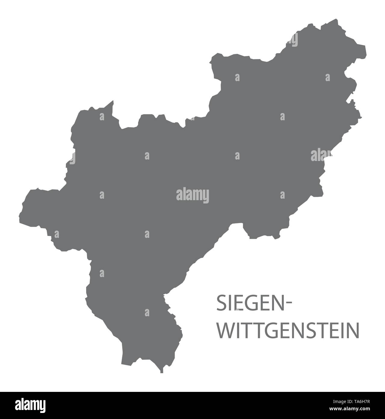 Siegen-Wittgenstein grey county map of North Rhine-Westphalia DE Stock ...