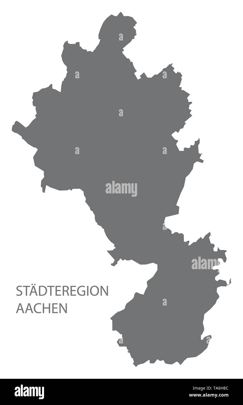Staedteregion Aachen grey county map of North Rhine-Westphalia DE Stock ...