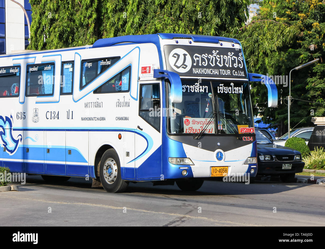Chiangmai, Thailand - September 18 2012: Bus of Nakhonchai tour company ...