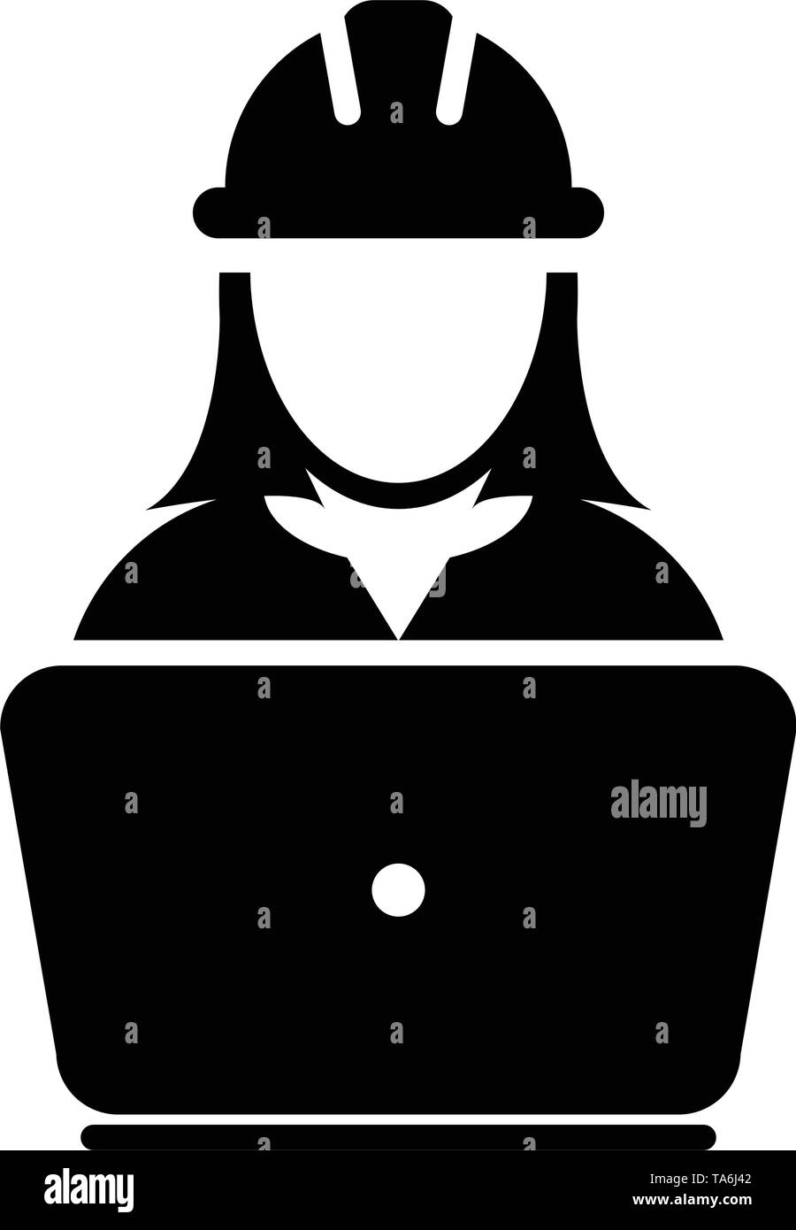 Worker icon vector female construction service person profile avatar ...