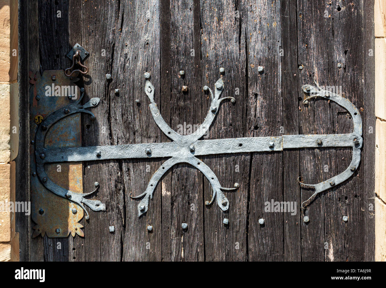 Detail of the original 12th Century Ironwork of the Oak door to the ...
