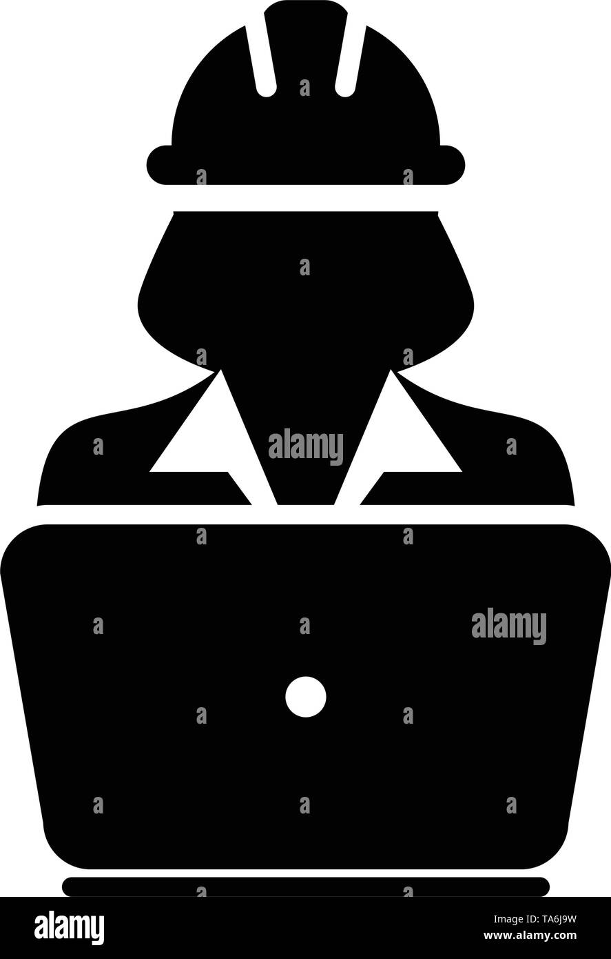 Contractor icon vector male construction service worker person profile ...