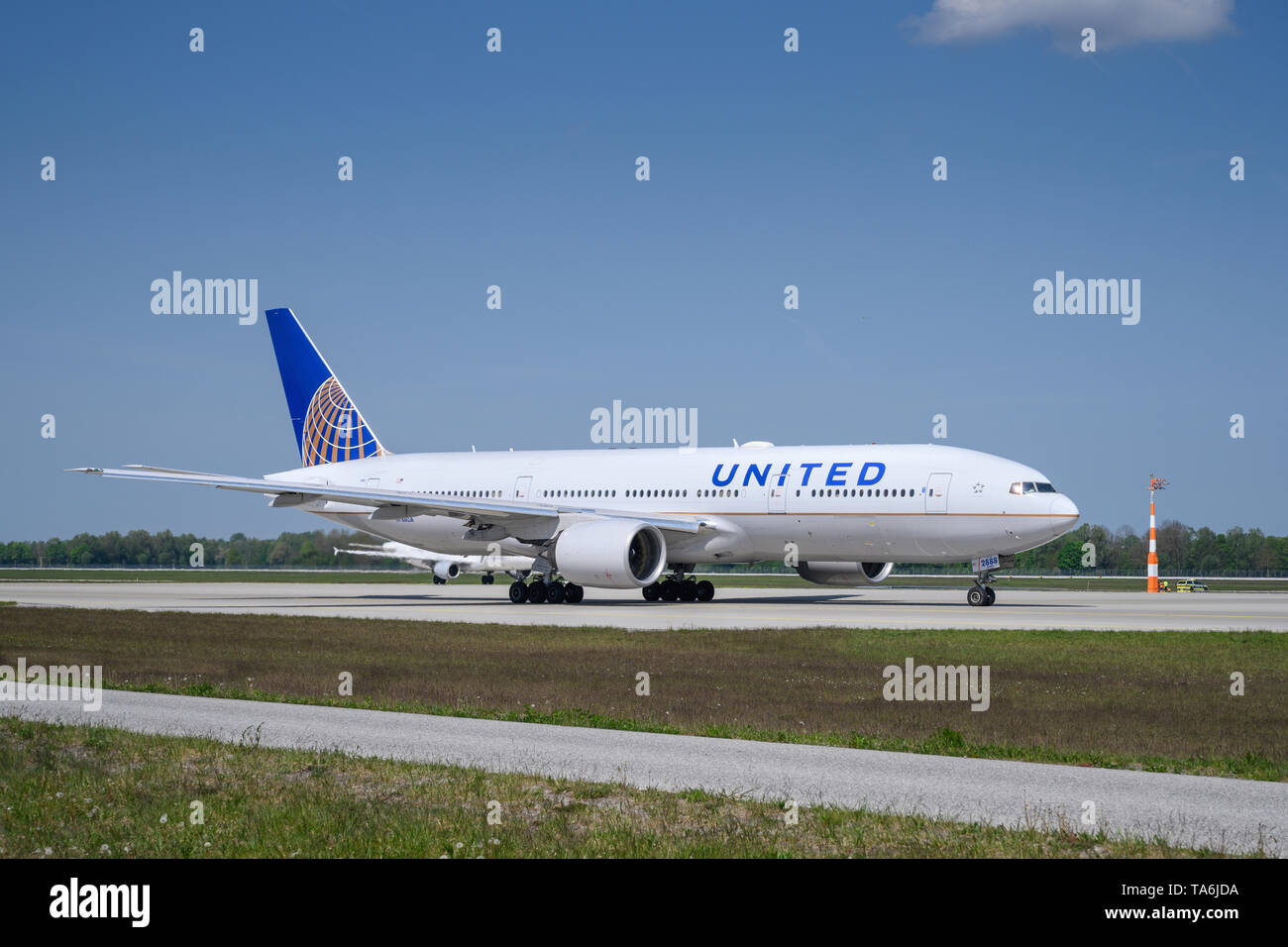 Munich, Germany - May 02. 2019 : United Airlines Boeing 777-222 with ...