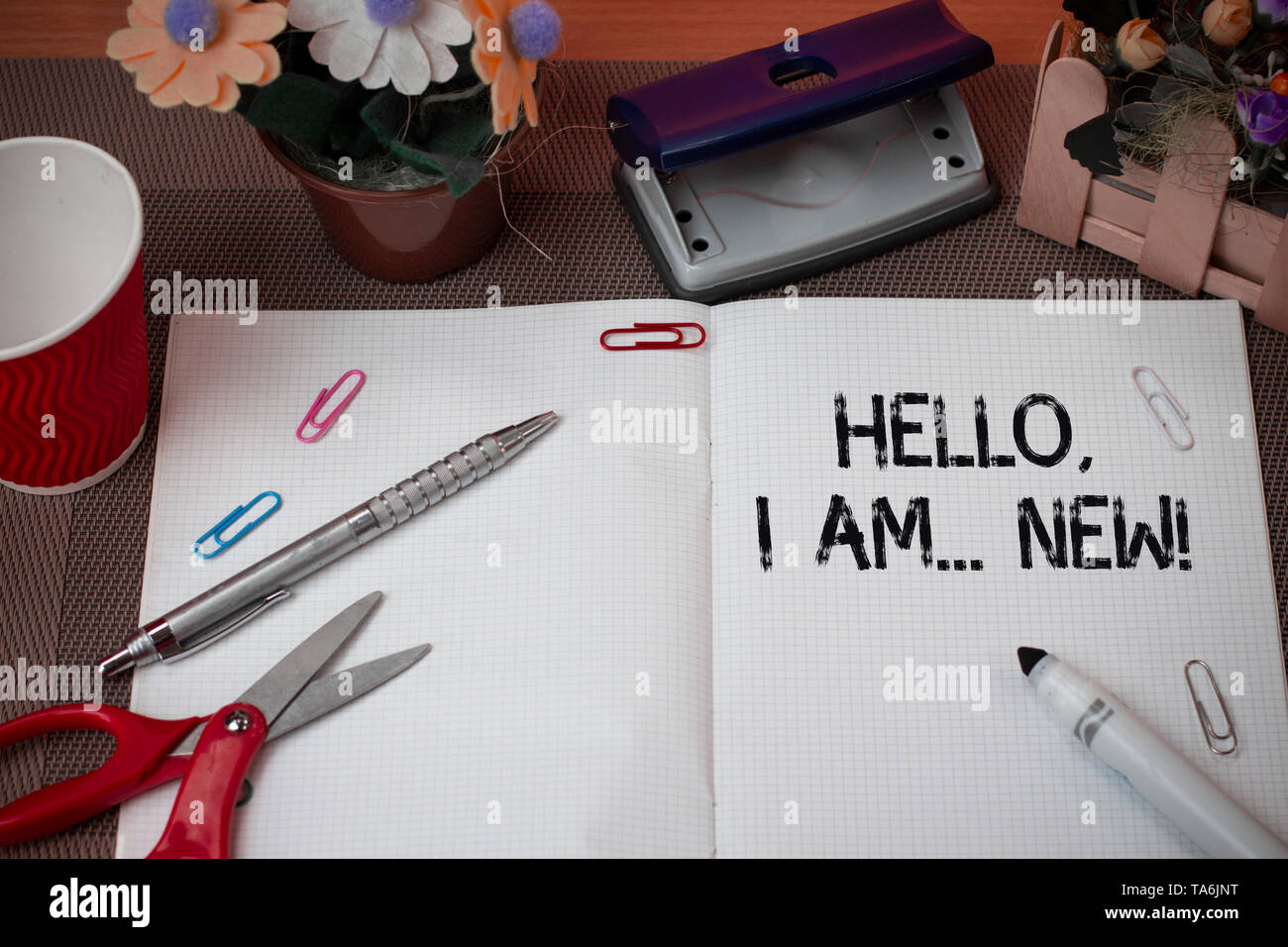 Handwriting text Hello I Am New. Conceptual photo used greeting or ...